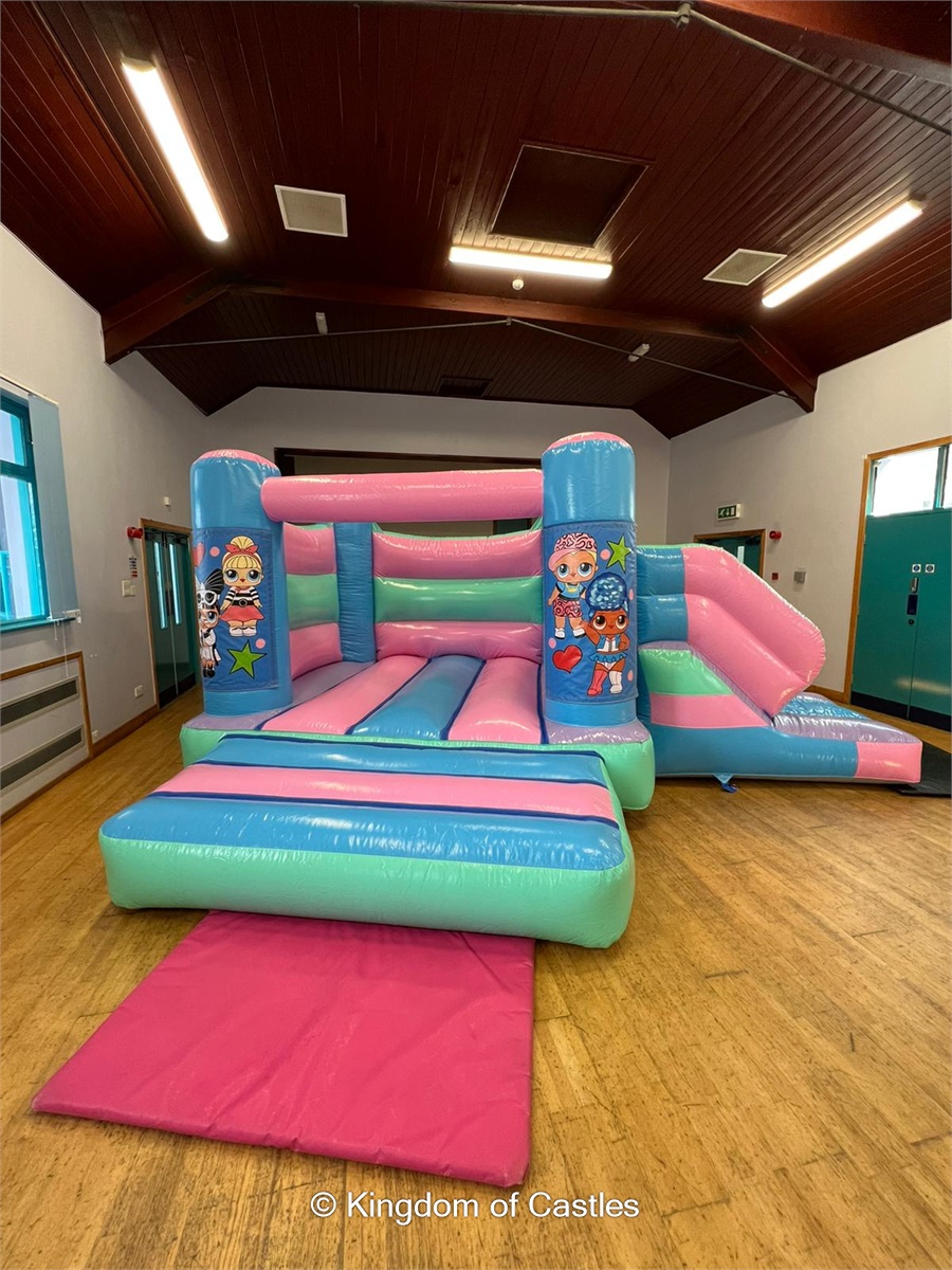 12ft x 17ft LOL Pastel Castle With Slide - Event Equipment Hire in ...